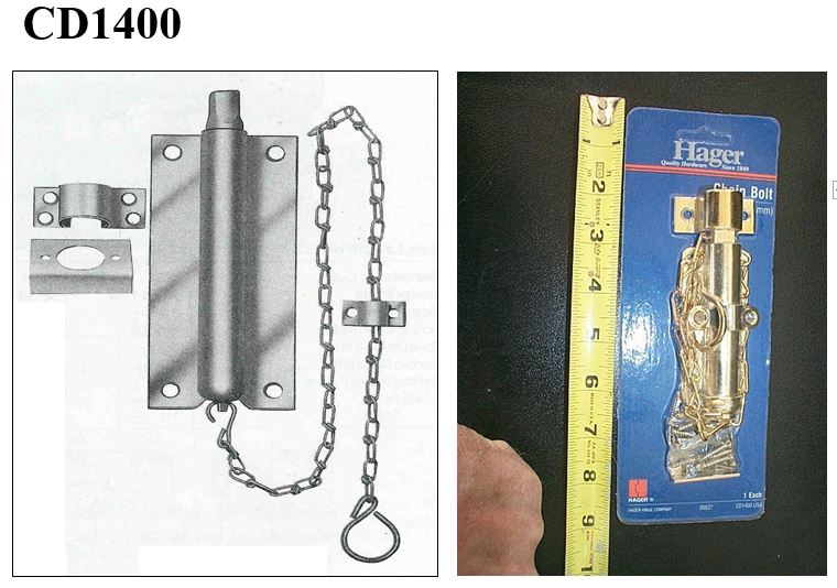 Hager Chain and Foot Bolt CD1400 CD1401 - New Gold Bond Marketing ...